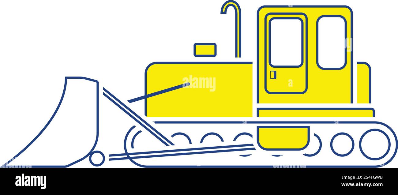 Icon of Construction bulldozer. Thin line design. Vector illustration ...