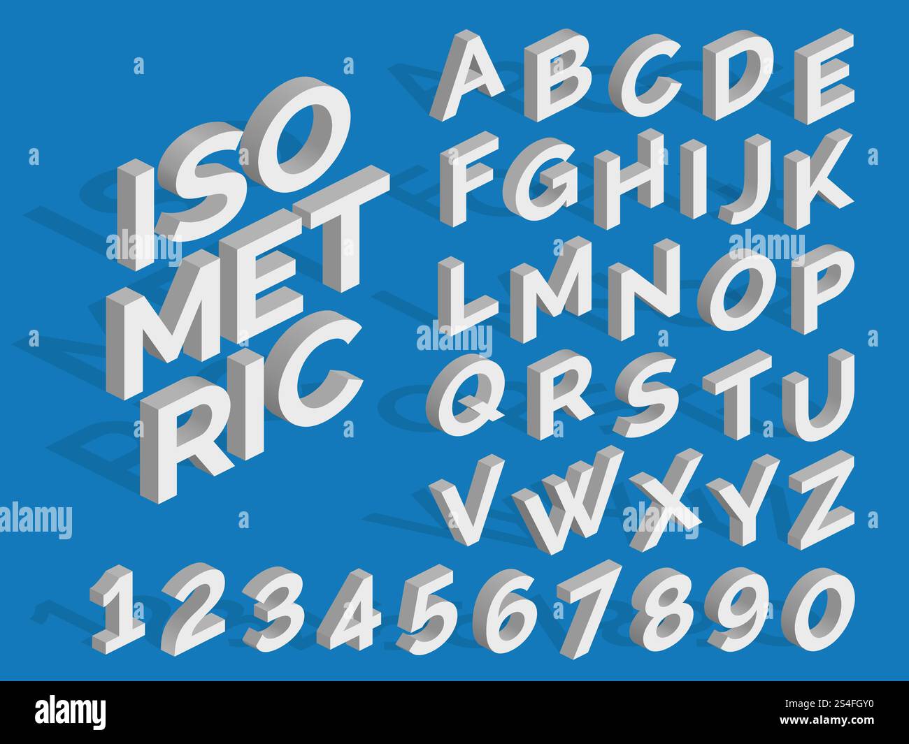 Vector isometric alphabet and numbers. Funky 3d font. Isometric three ...