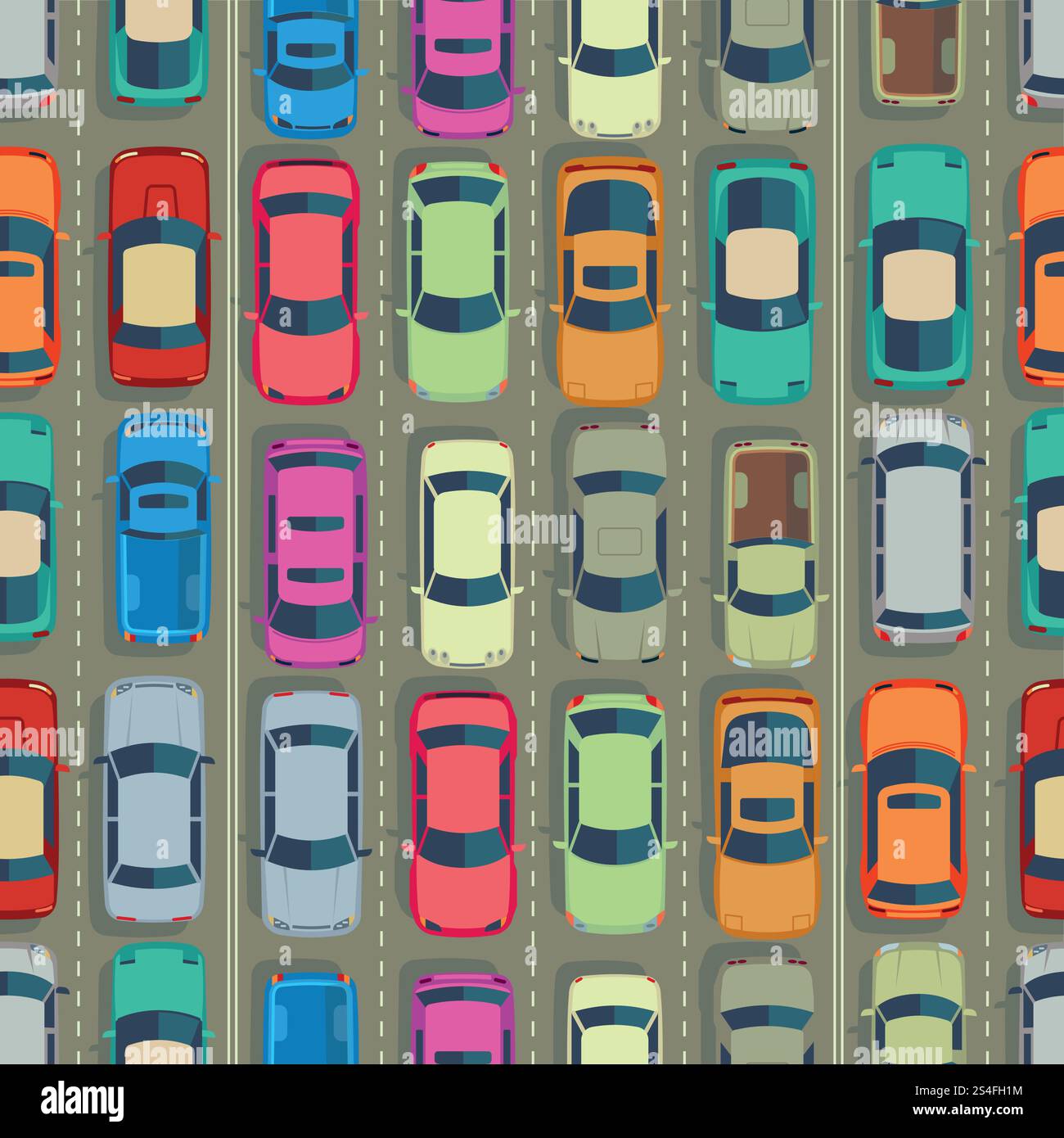 Urban cars seamless texture. Huge urban traffic jam. Vector ...