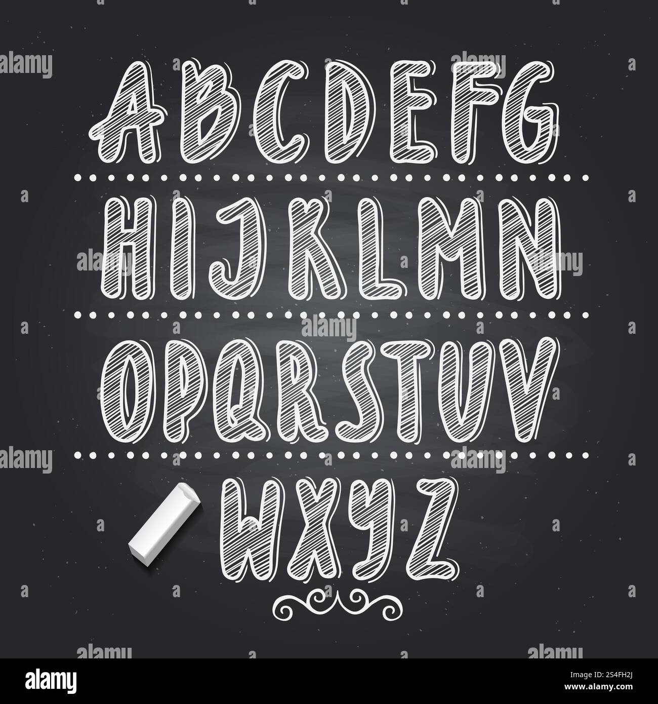 Hand drawn letters writing on black school chalkboard. Vector alphabet ...