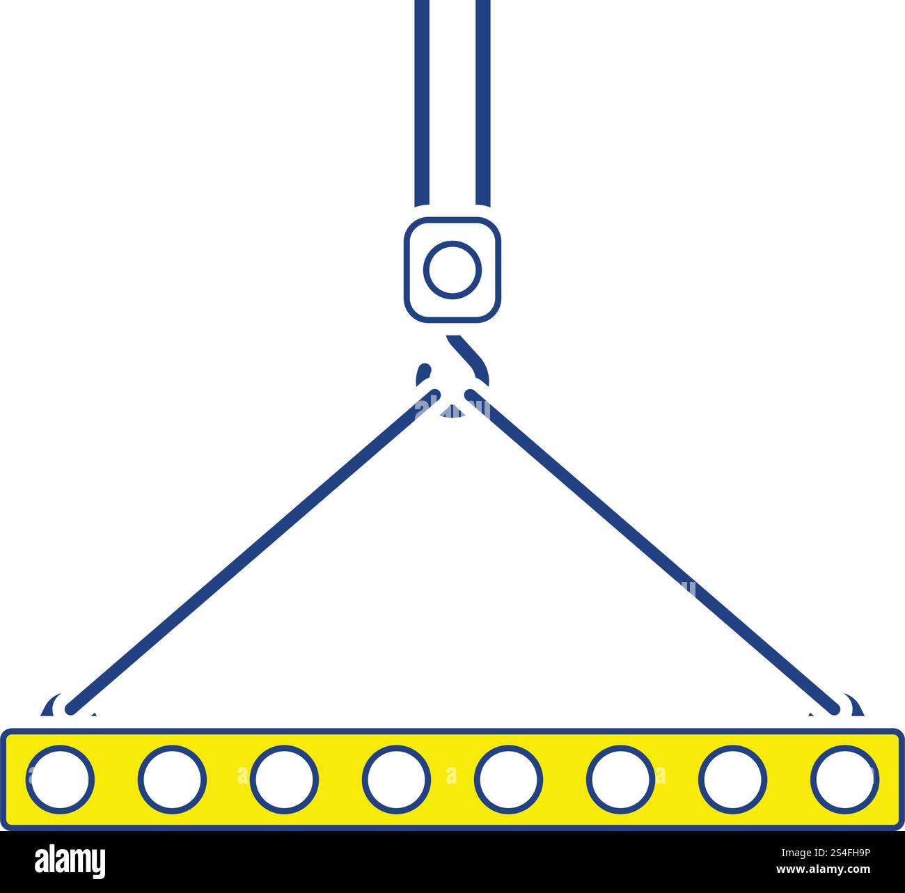 Icon of slab hanged on crane hook by rope slings . Thin line design ...