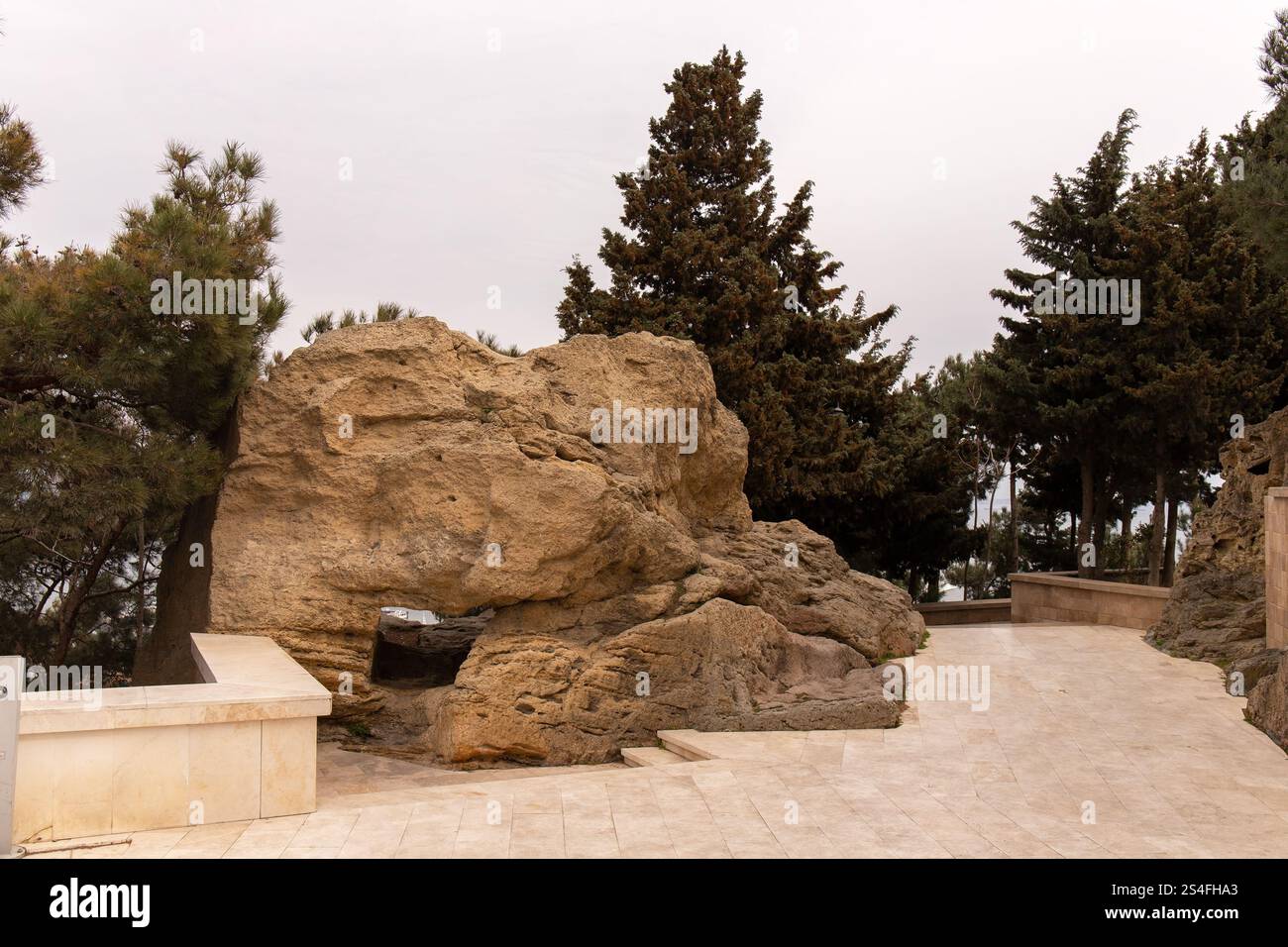 A magical stone with a legend in a mountain park. Baku. Azerbaijan ...