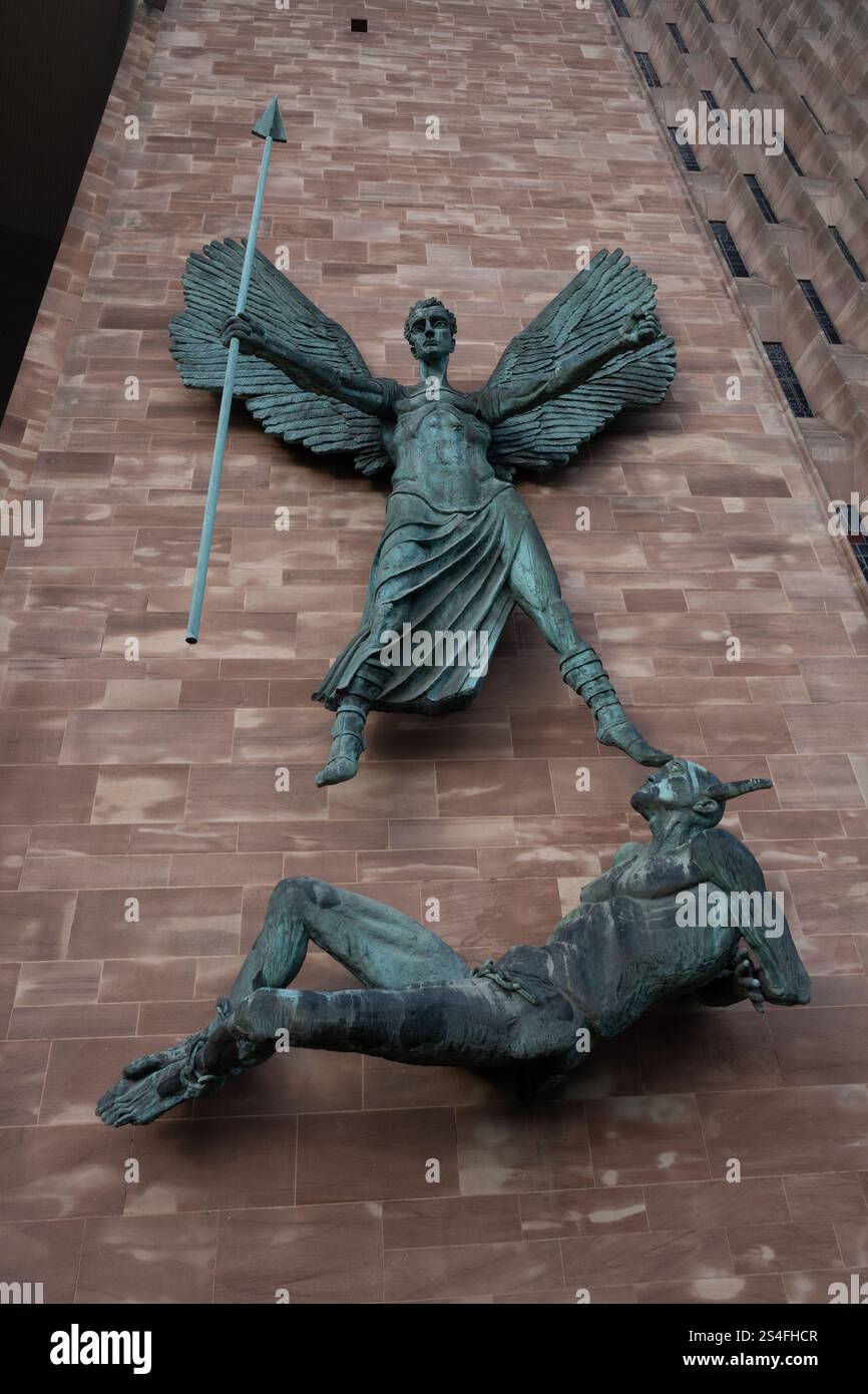 Saint Michael and the Devil sculpture, Coventry Cathedral, West ...