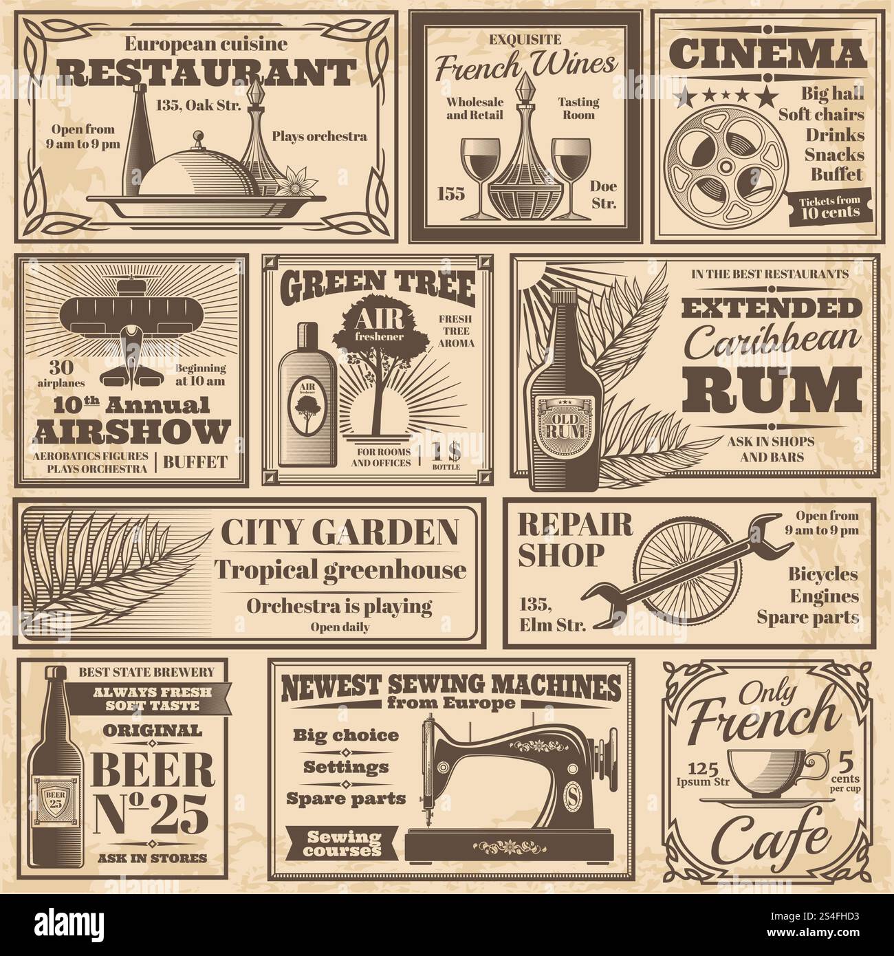 Retro newspaper advertising banners design vector template ...