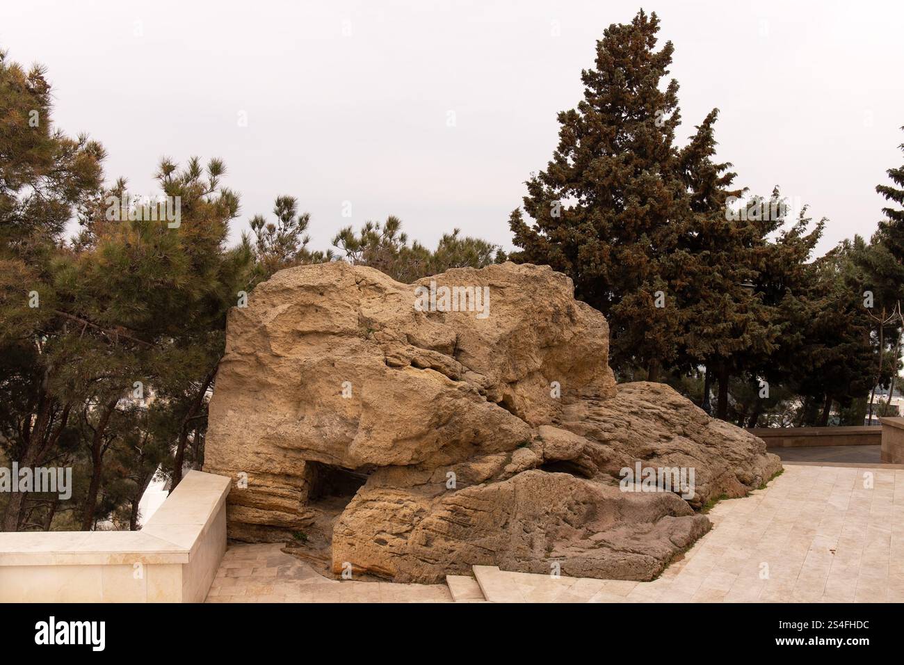 A magical stone with a legend in a mountain park. Baku. Azerbaijan ...