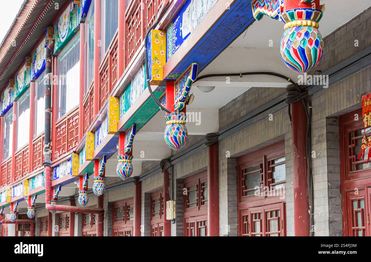 Decoration on the facade of historic buildings in Yangliuqing town in ...