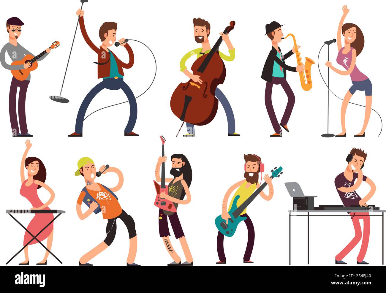 Rock and pop musicians vector cartoon characters. Young guitarists ...