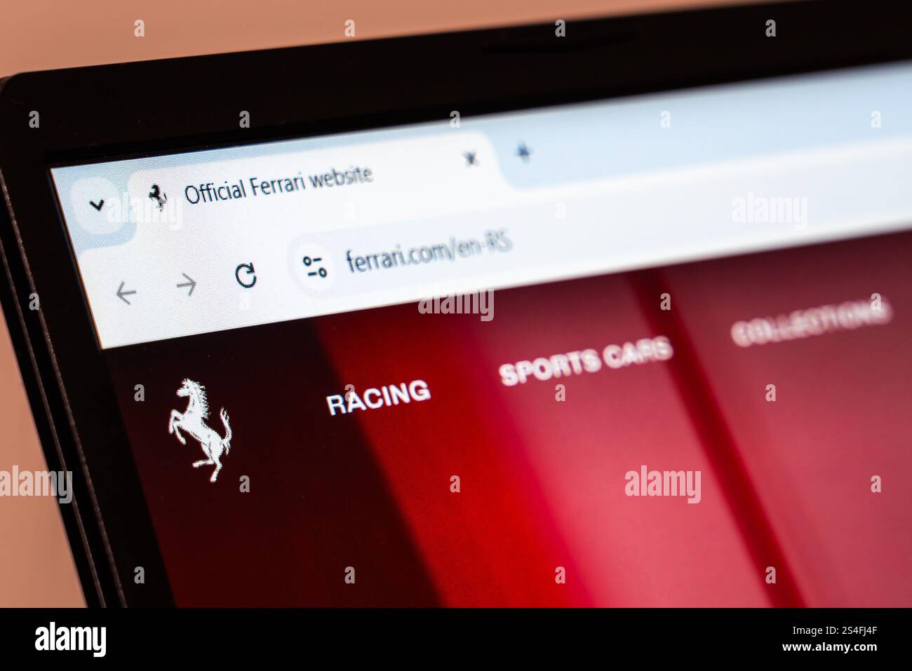 New York, USA - January 10, 2025: Ferrari website presenting high ...