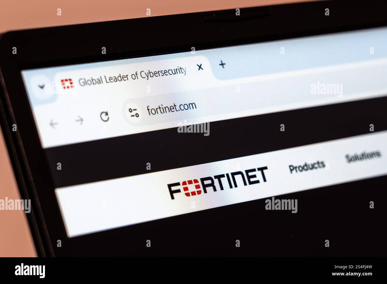 New York, USA - January 10, 2025: Fortinet website highlighting ...