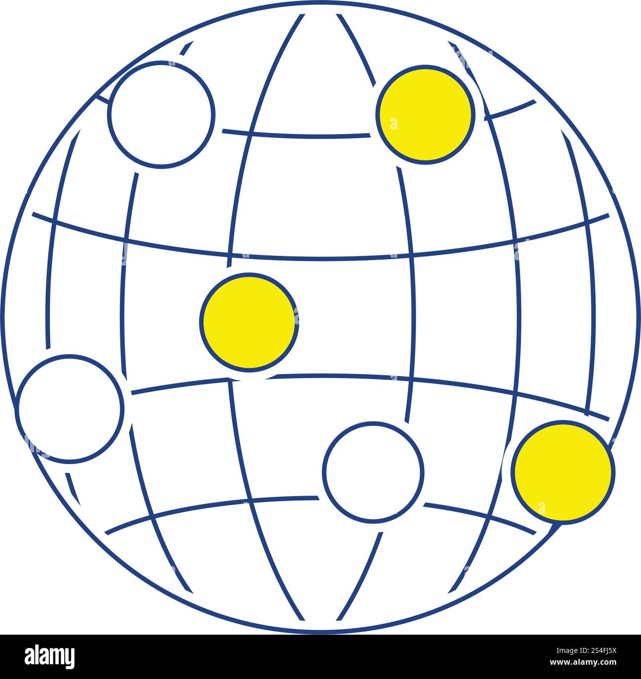 Globe connection point icon. Thin line design. Vector illustration ...