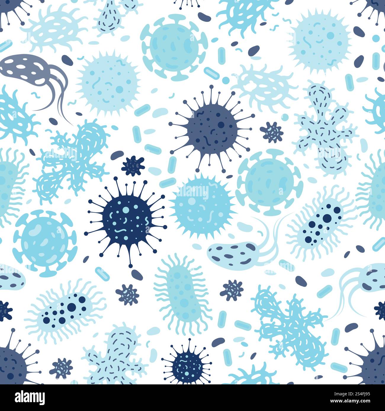 Seamless texture with bacterias and germs. Vector seamless pattern ...