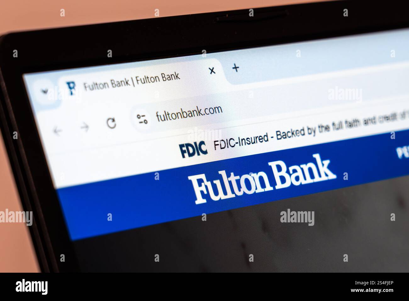 New York, USA - January 10, 2025: Fulton Bank website highlighting ...