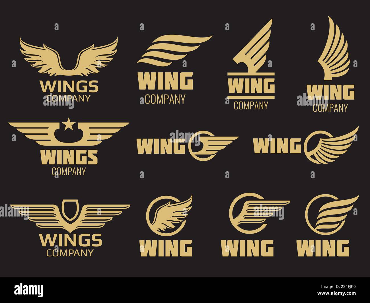 Wings logo collection - golden auto wings logo template. Golden wing ...