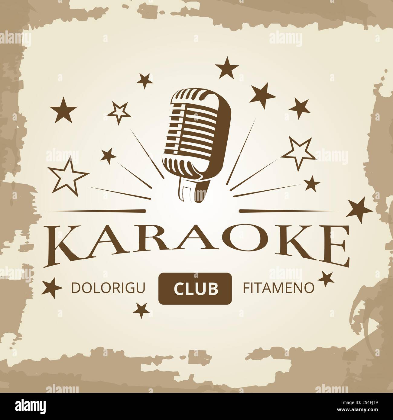 Karaoke club banner design - vintage music label. Vintage sign emblem ...