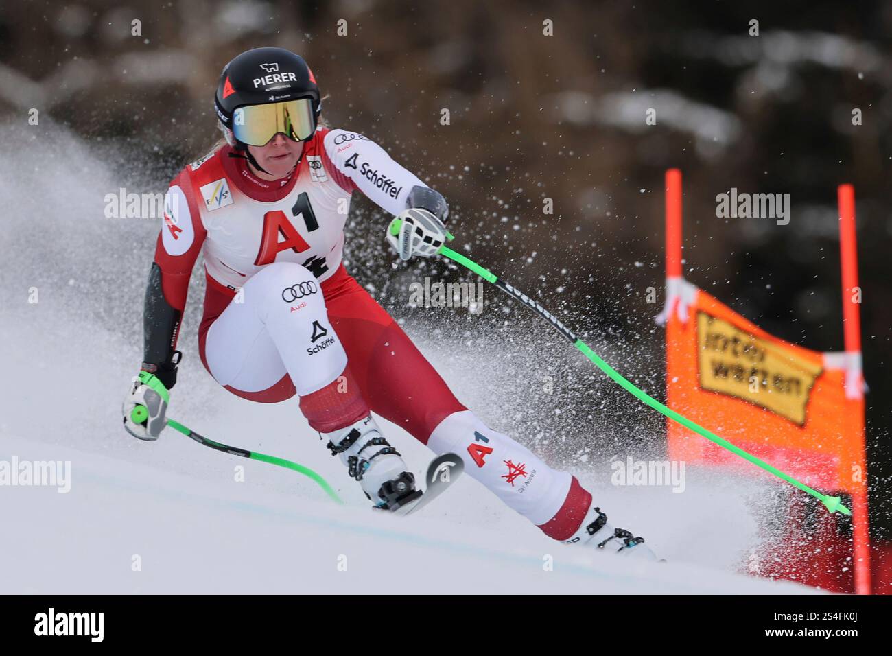 Austria's Cornelia Huetter speeds down the course during an alpine ski, women's World Cup super ...