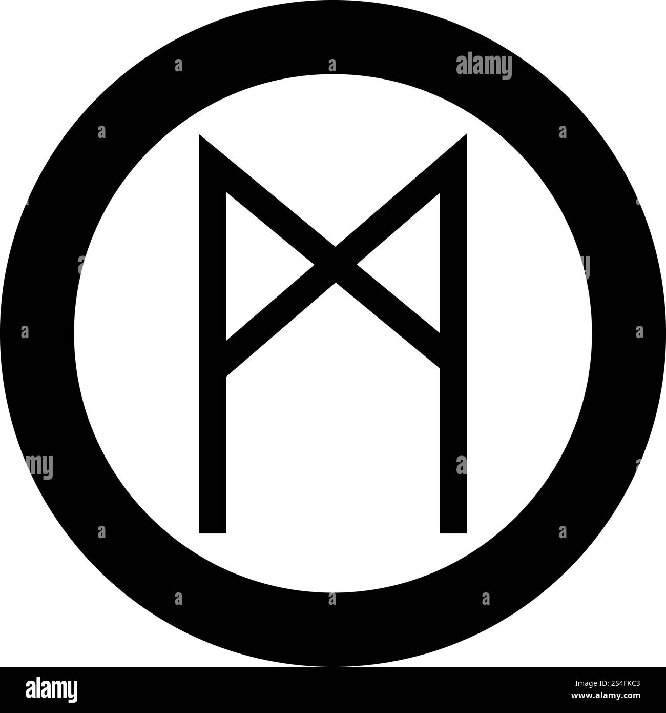 Mannaz rune man human symbol icon black color vector in circle round ...