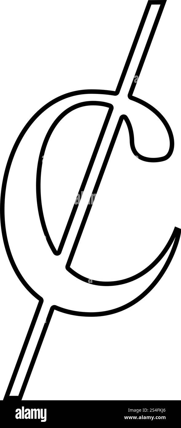 Cent symbol sign dollor money icon black color outline vector ...