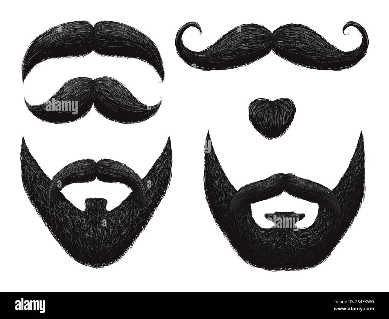 Male beards and mustache isolated on white background - barbershop ...