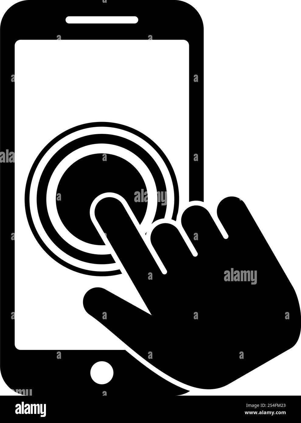 Click on touch screen smartphone Modern smartsphone with hand clicking ...