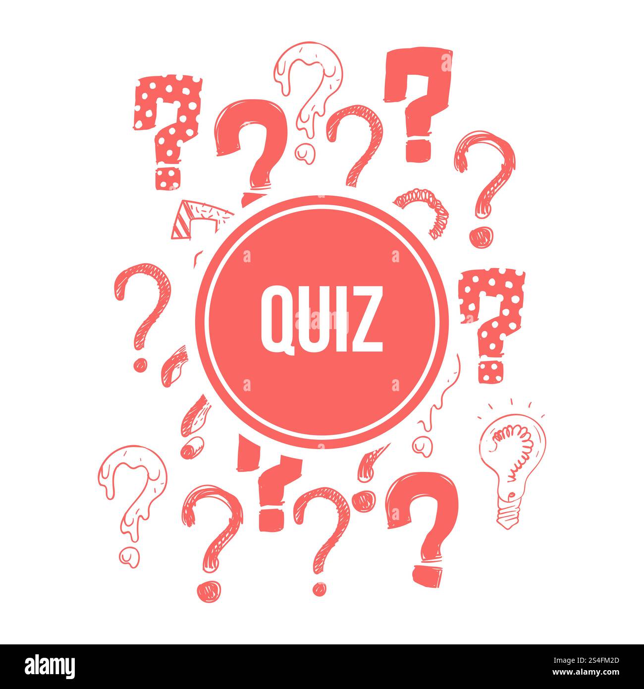 Quiz banner design with pink hand drawn question marks. Vector ...