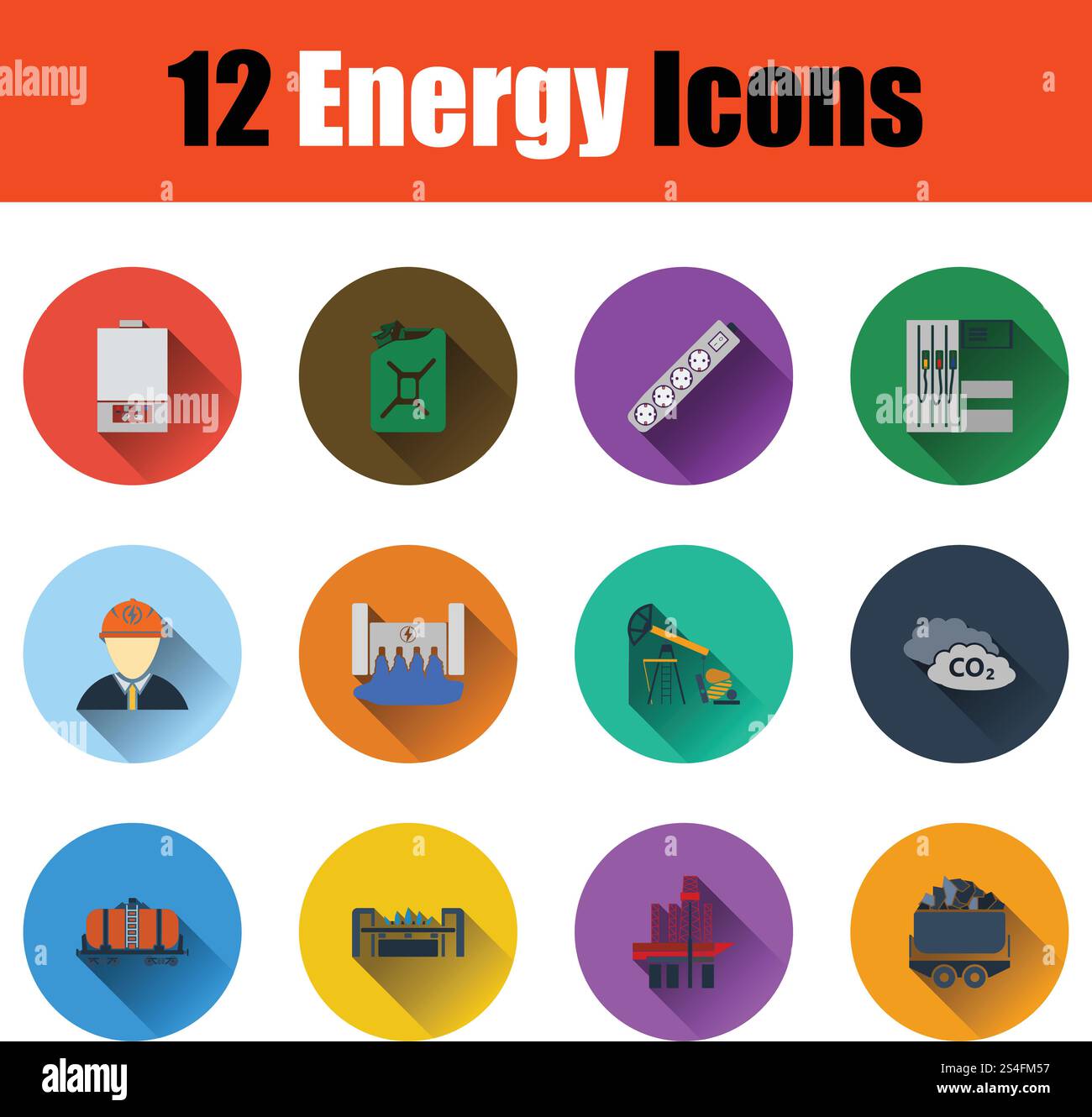 Energy icon set. Stencil color design. Vector illustration Stock Vector ...