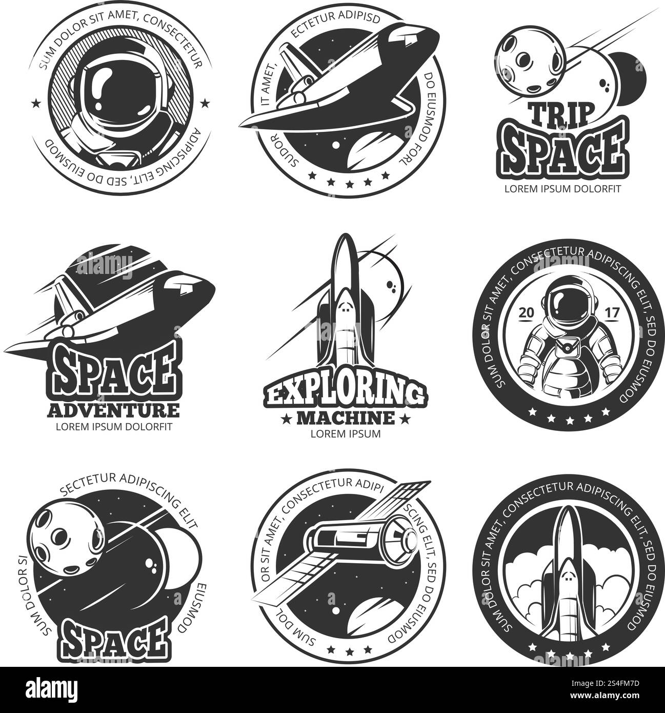 Astronautics vector logo set astronautics vector logo set rocket icon ...