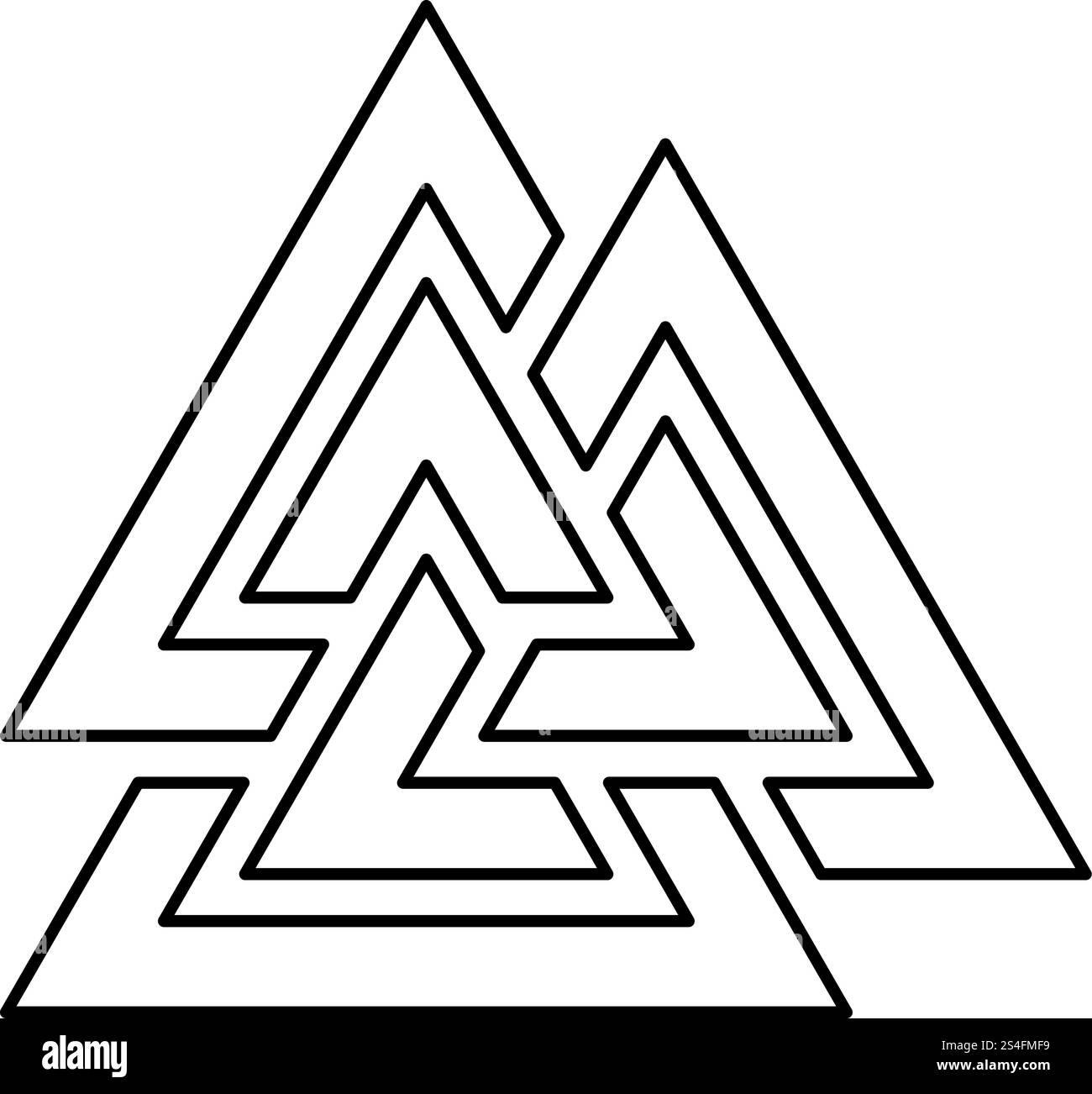 Valknut symbol icon black color outline vector illustration flat style ...