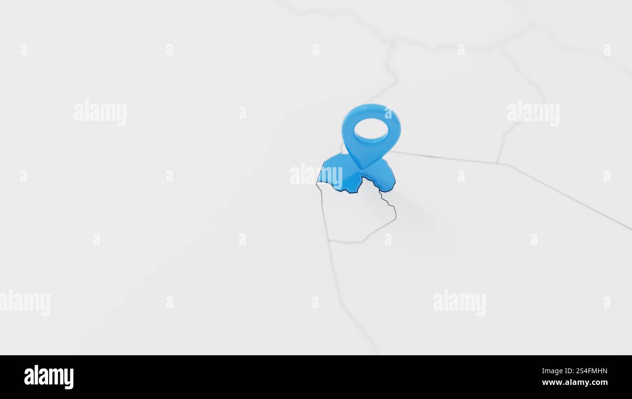 Blue Rwanda 3d map with pointer pin surrounded with other countries in ...