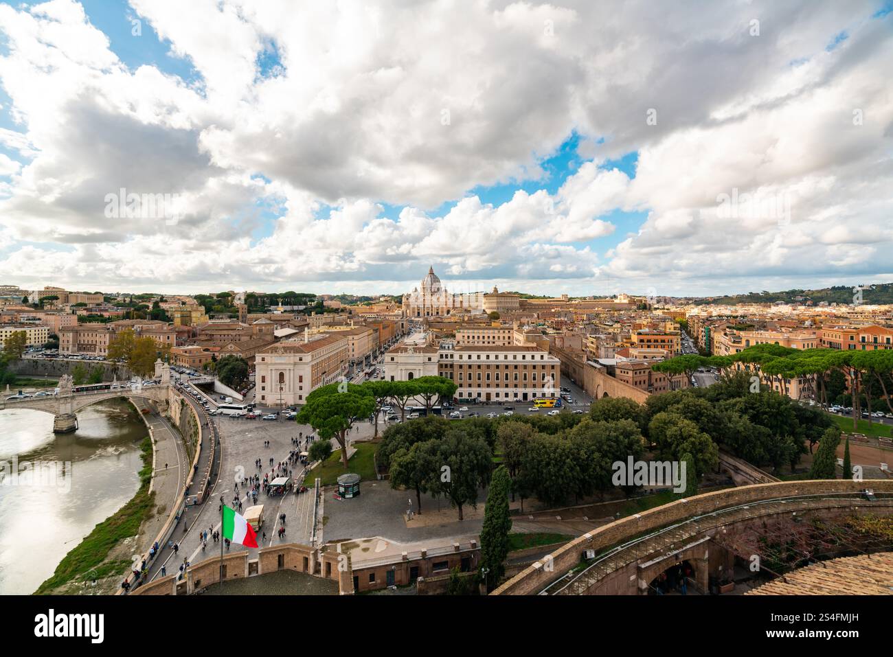 Stunning Panoramic View of Rome with St. Peters Basilica Stock Photo ...