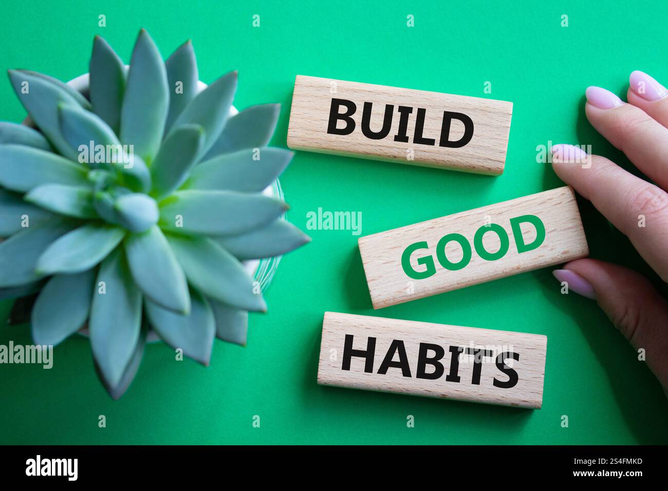 Build good habits symbol. Wooden blocks with words Build good habits ...