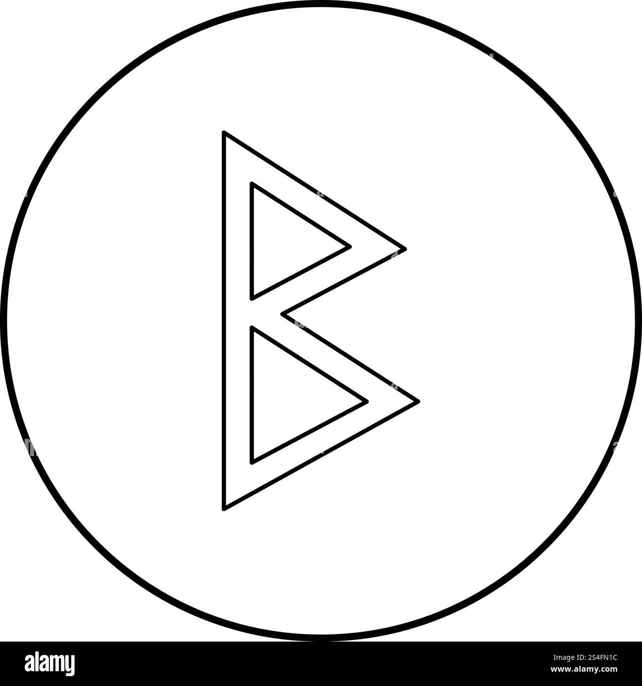 Berkana rune birch birth icon outline black color vector in circle round illustration flat style ...