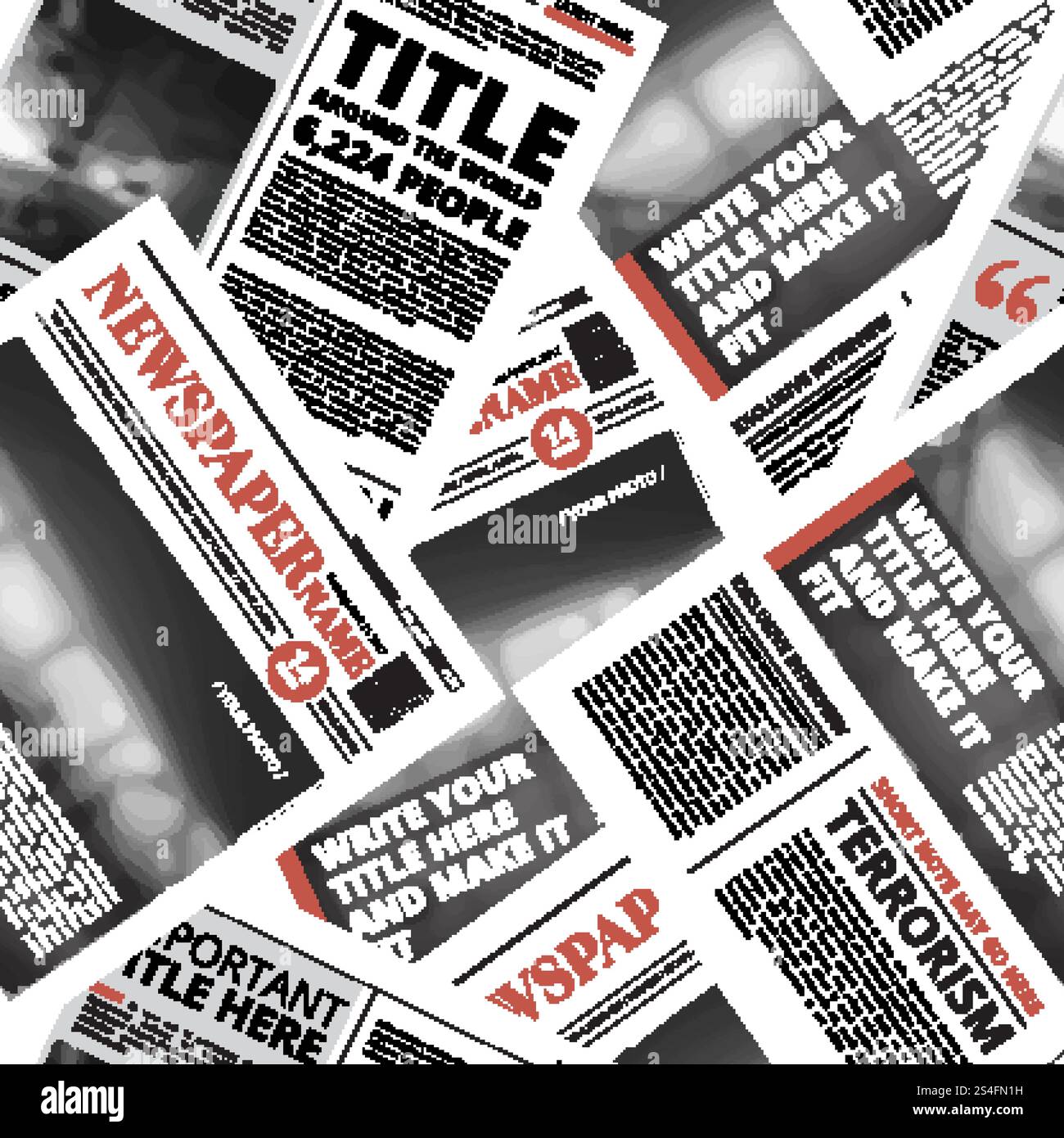 Vector seamless pattern of print newspaper texture. Numbers and letters ...