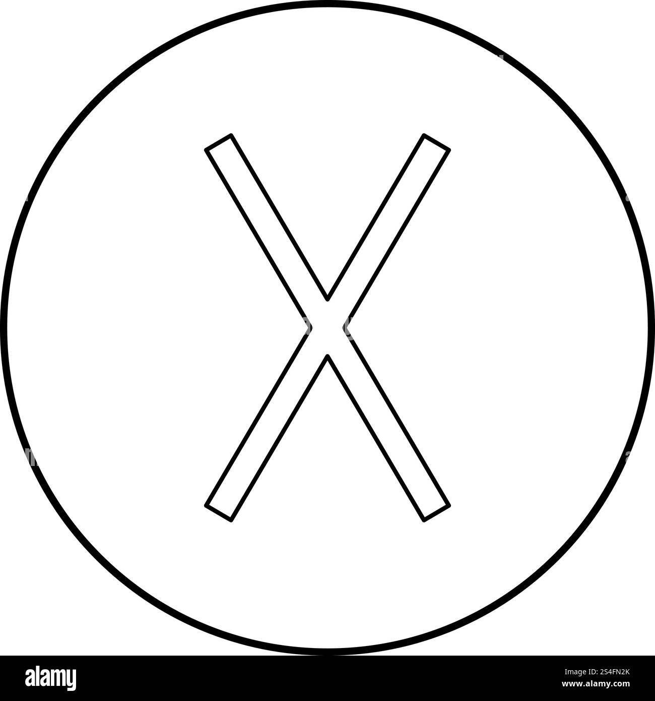 Gebo rune Gift talent sign icon outline black color vector in circle ...