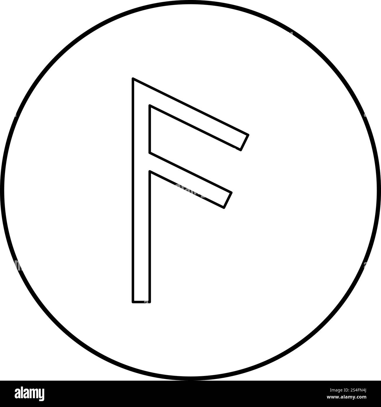 Ancuz rune Asir ash mouth icon outline black color vector in circle ...