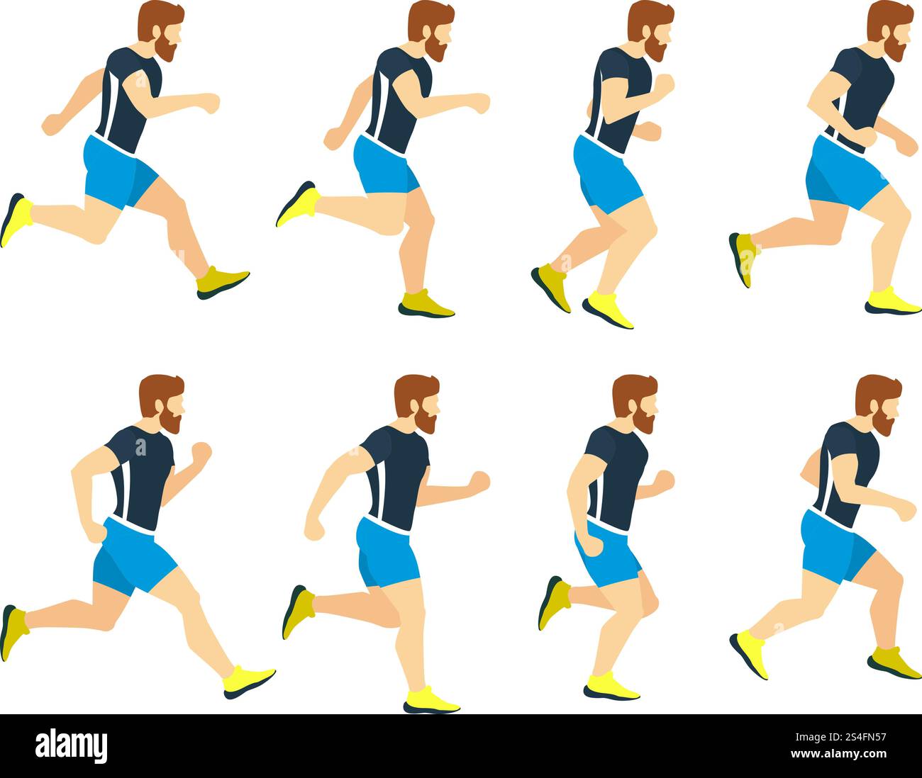 Running man young athlete in tracksuit. Animation frames. Vector sport illustrations isolate on ...