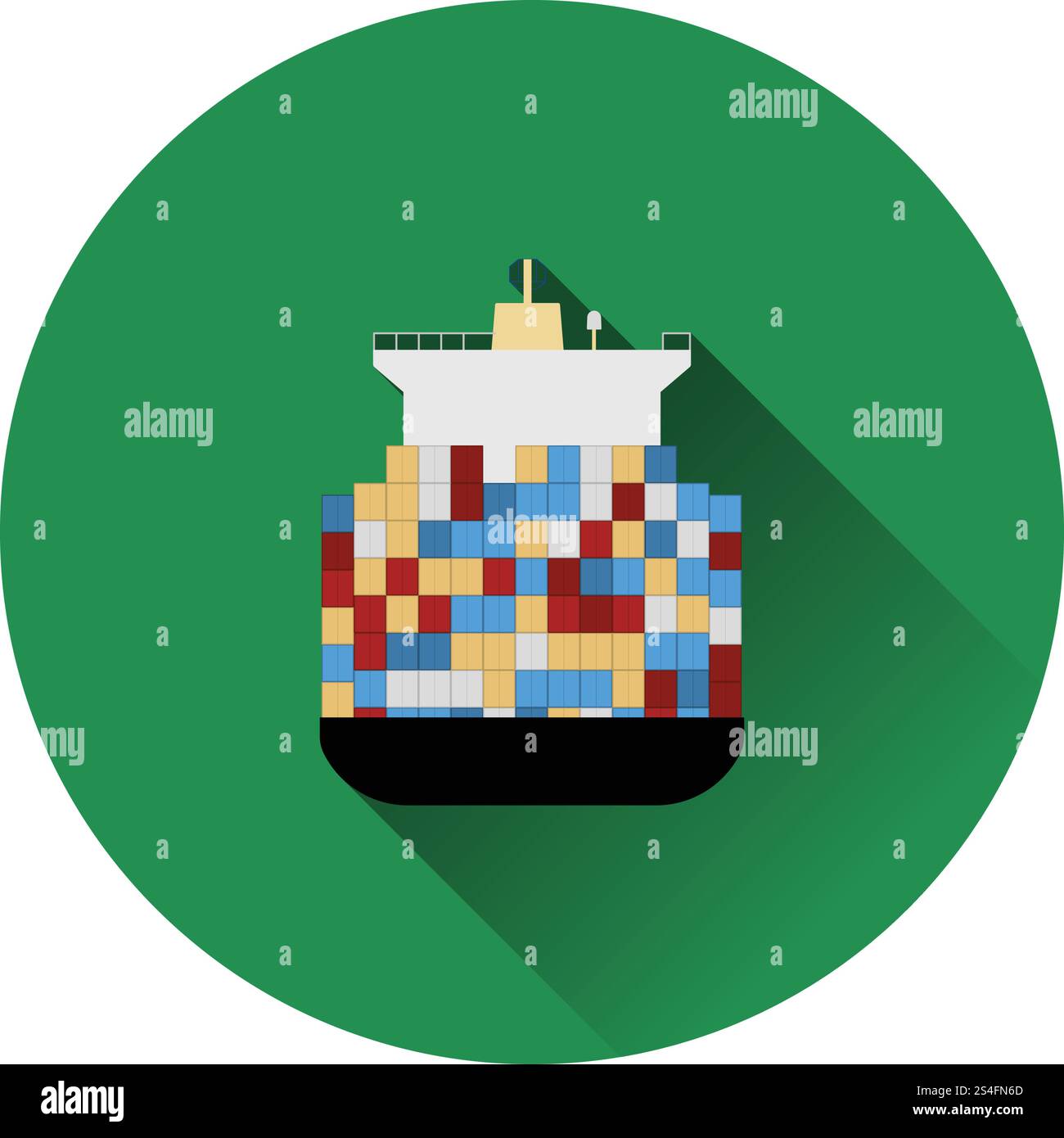Container ship icon. Flat color with shadow design. Vector illustration ...