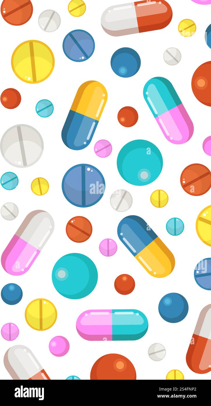 Vector background with pharmaceutical elements. Pills and drugs ...
