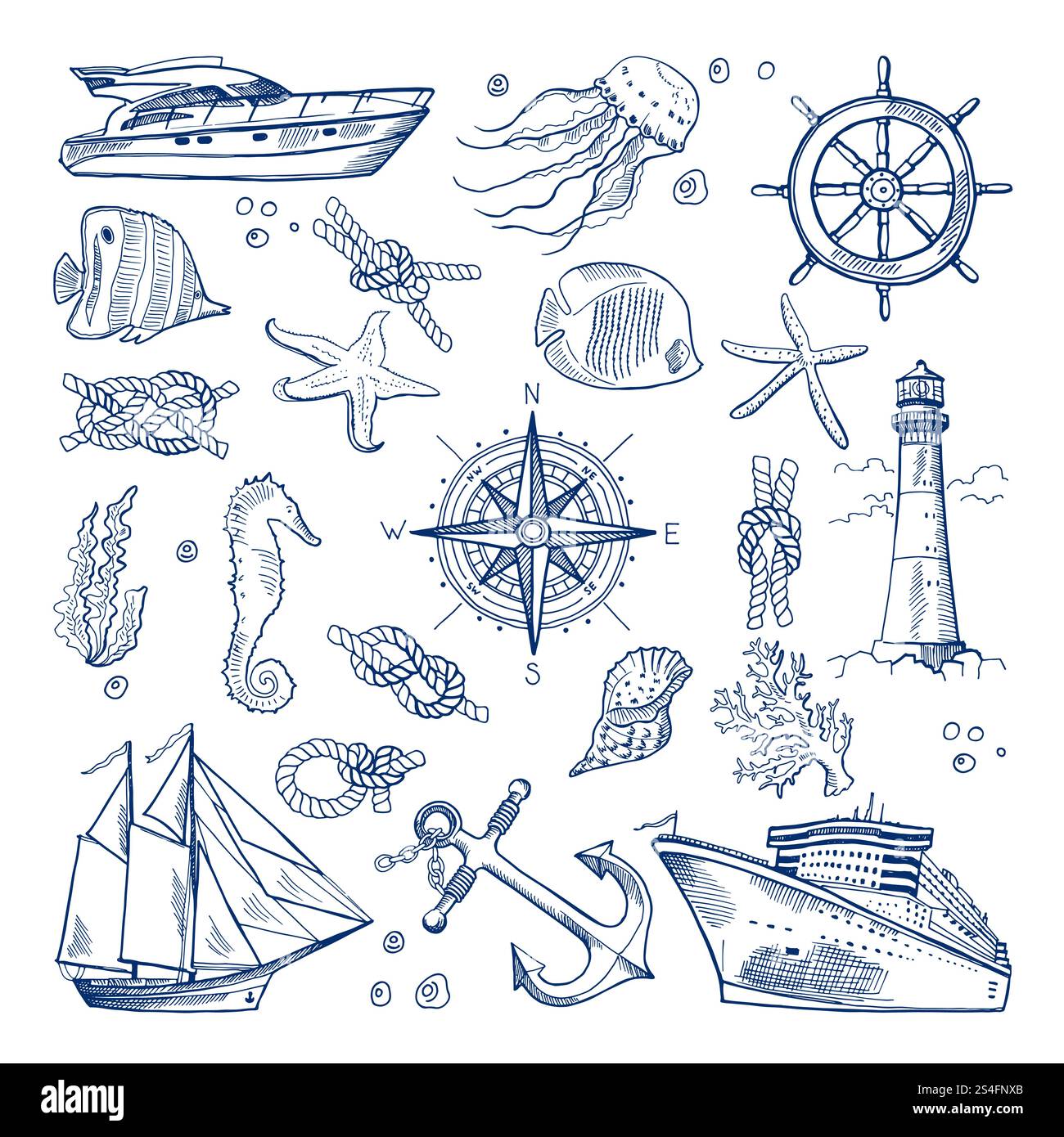 Sea or ocean underwater life with different animals and marine objects ...