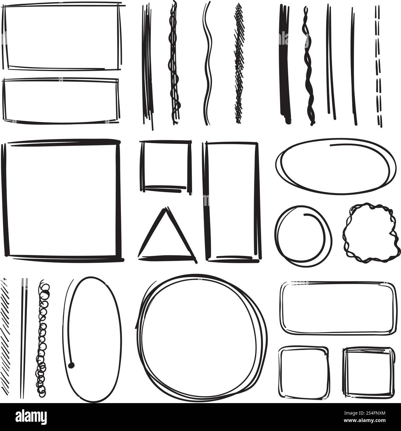 Highlighter, circles and underlines. Vector illustration set of pencil ...
