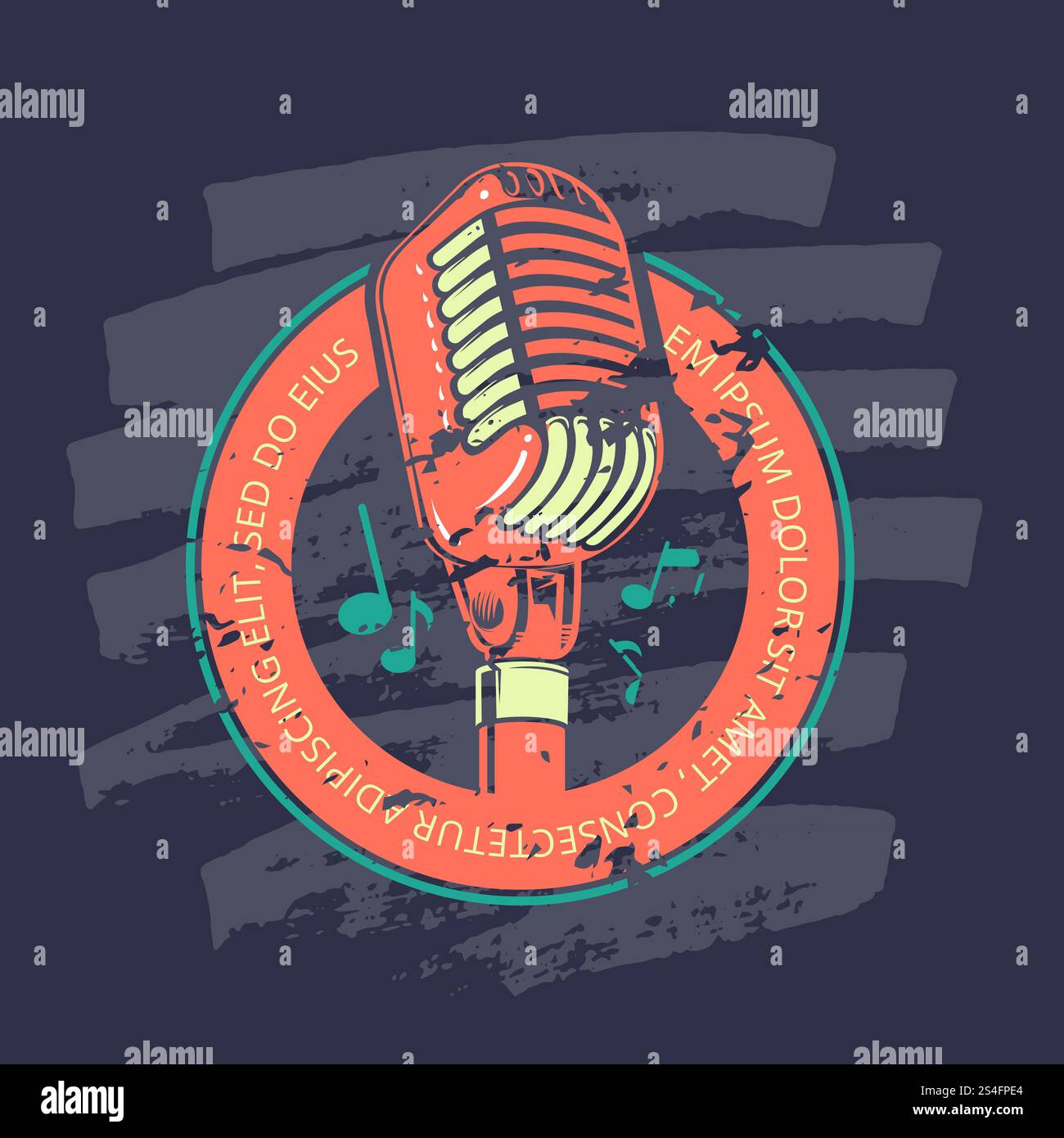 Shabby retro karaoke music club, bar, audio record studio vector logo ...