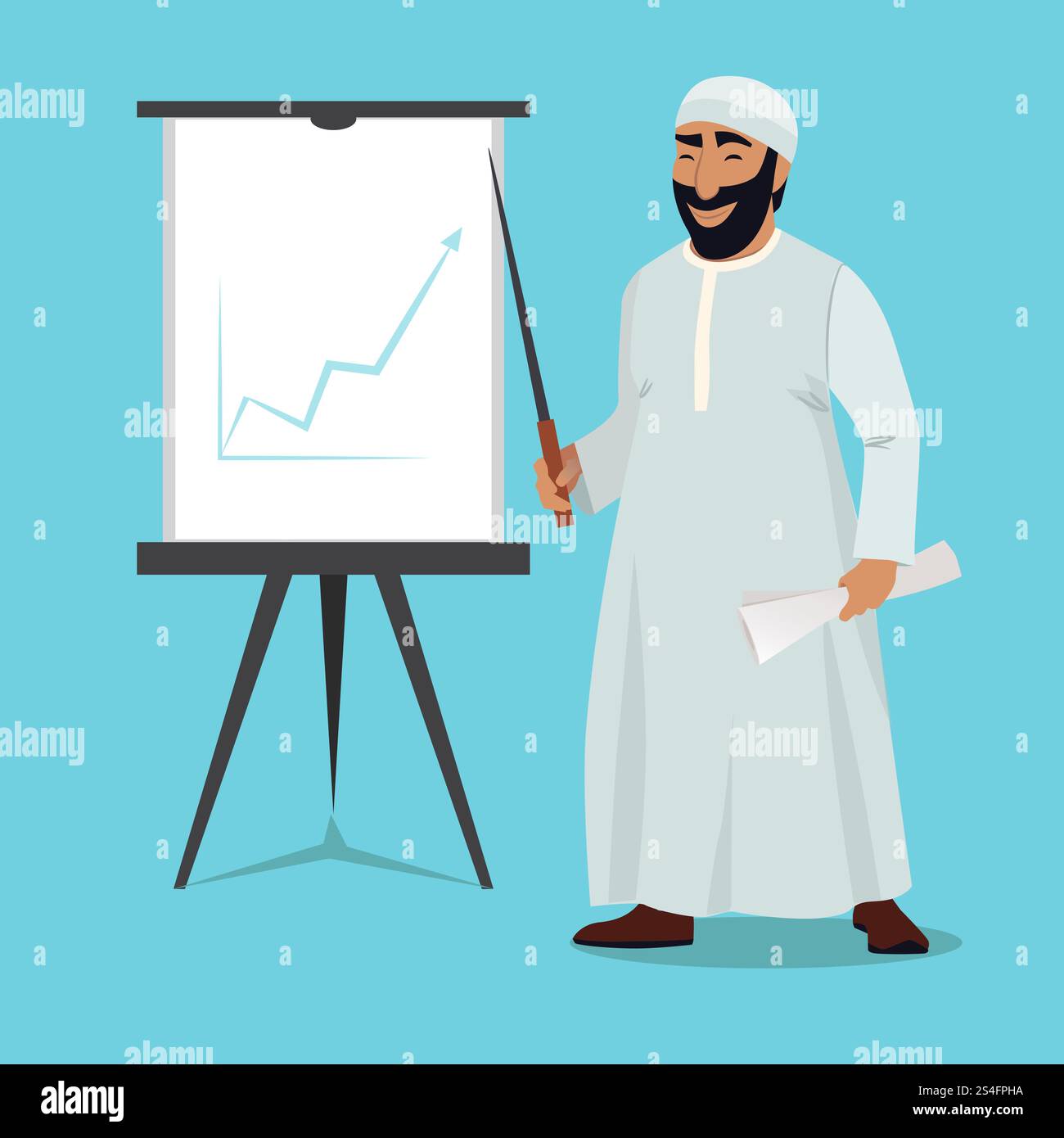Arab businessman stand and pointing on white board. Arab presentation ...