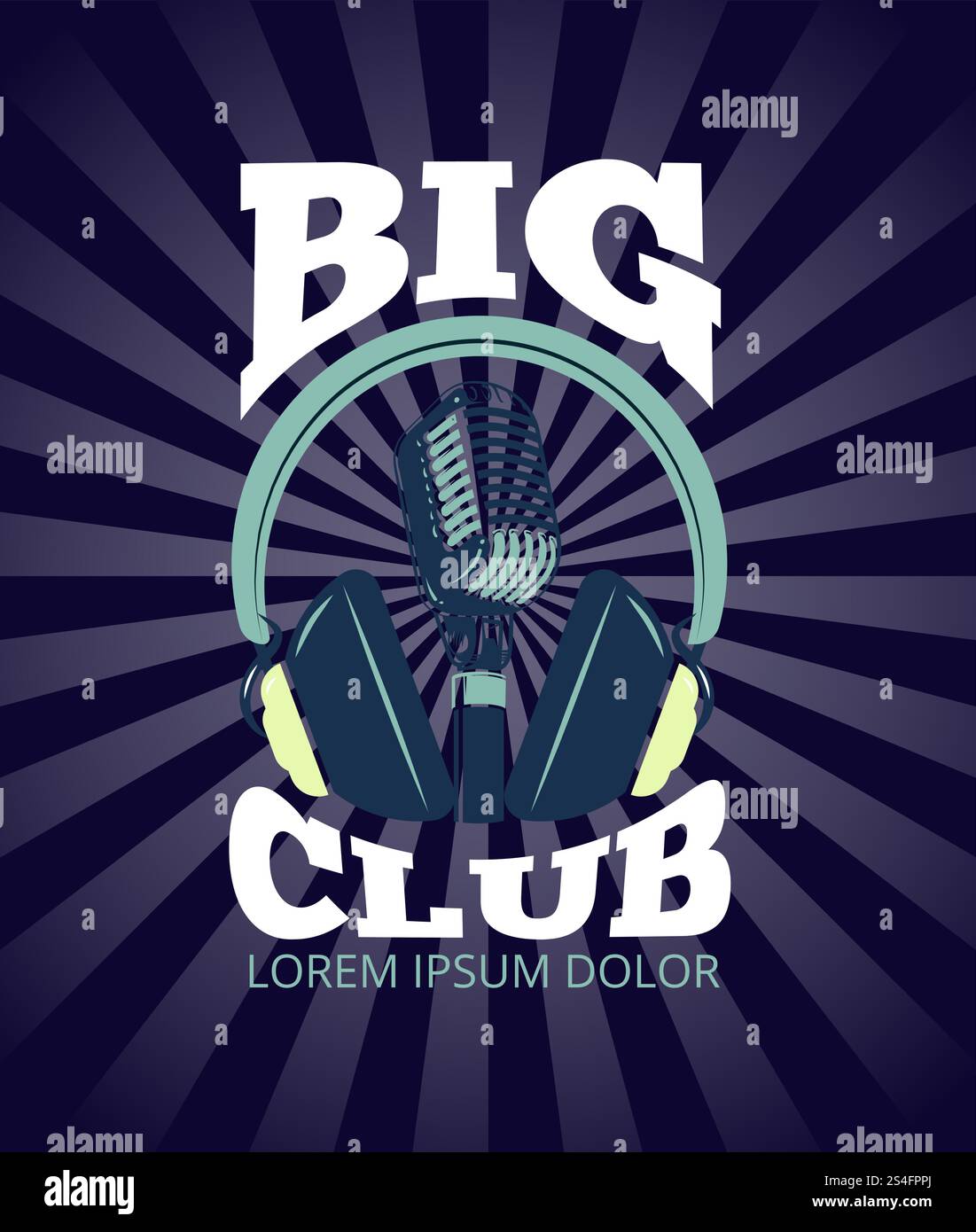 Retro karaoke club, audio record studio vector logo with microphone and ...