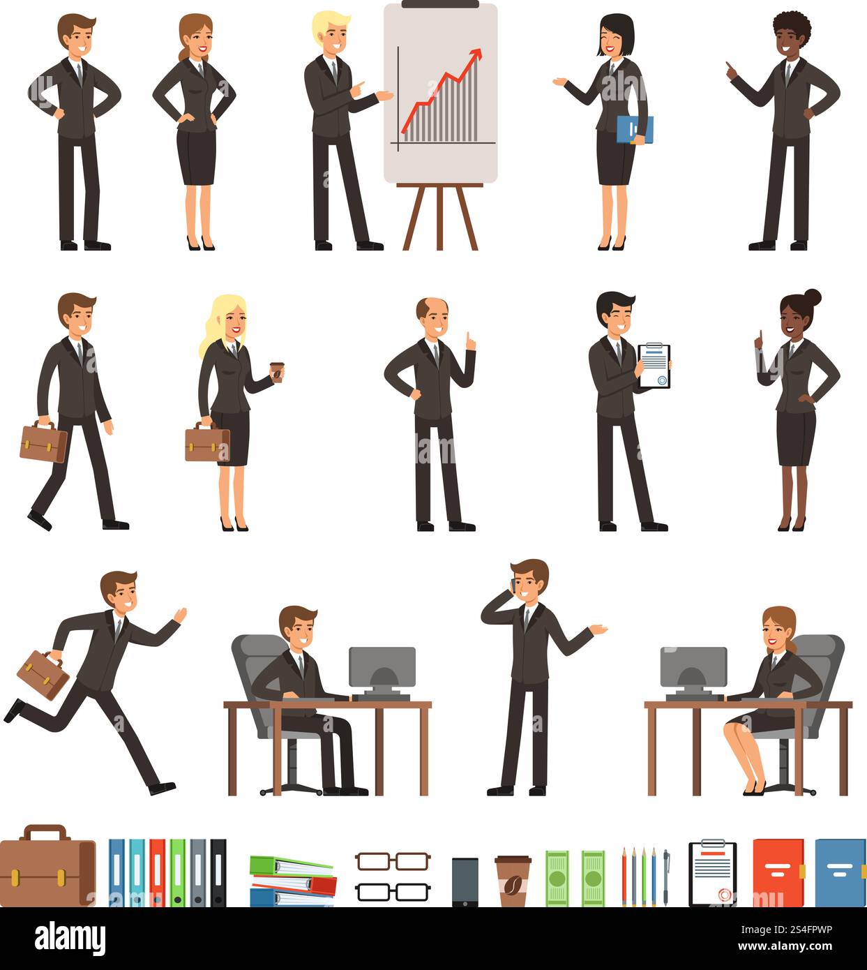 Characters design set business people man and woman, office workers ...