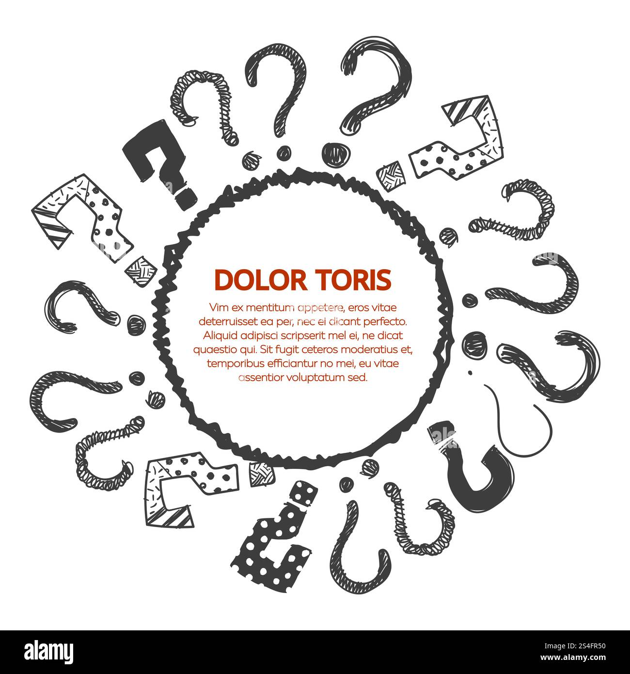 Question concept design - hand drawn frame and question marks. Vector ...