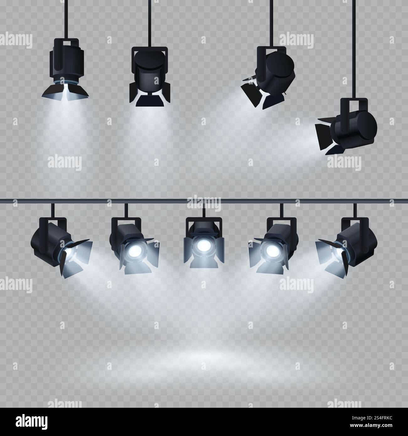 Spotlights with white light collection isolated on transparent ...