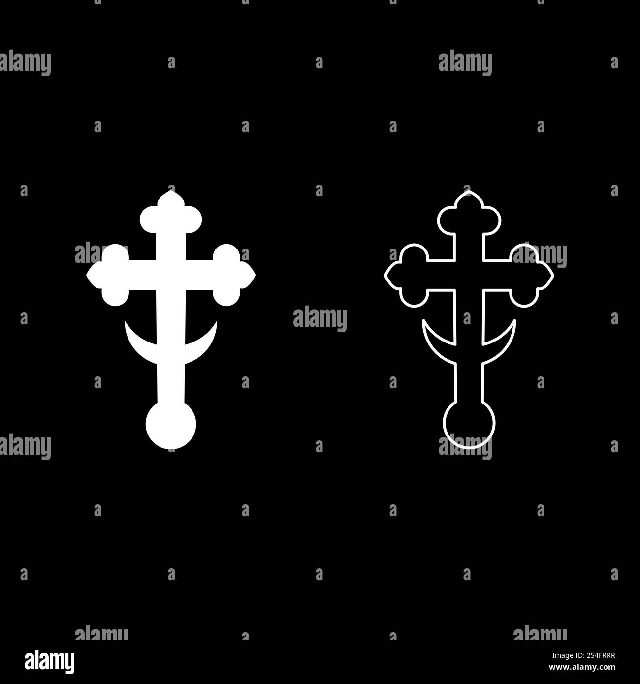 Cross trefoil shamrock on church cupola domical with half-moon Cross ...