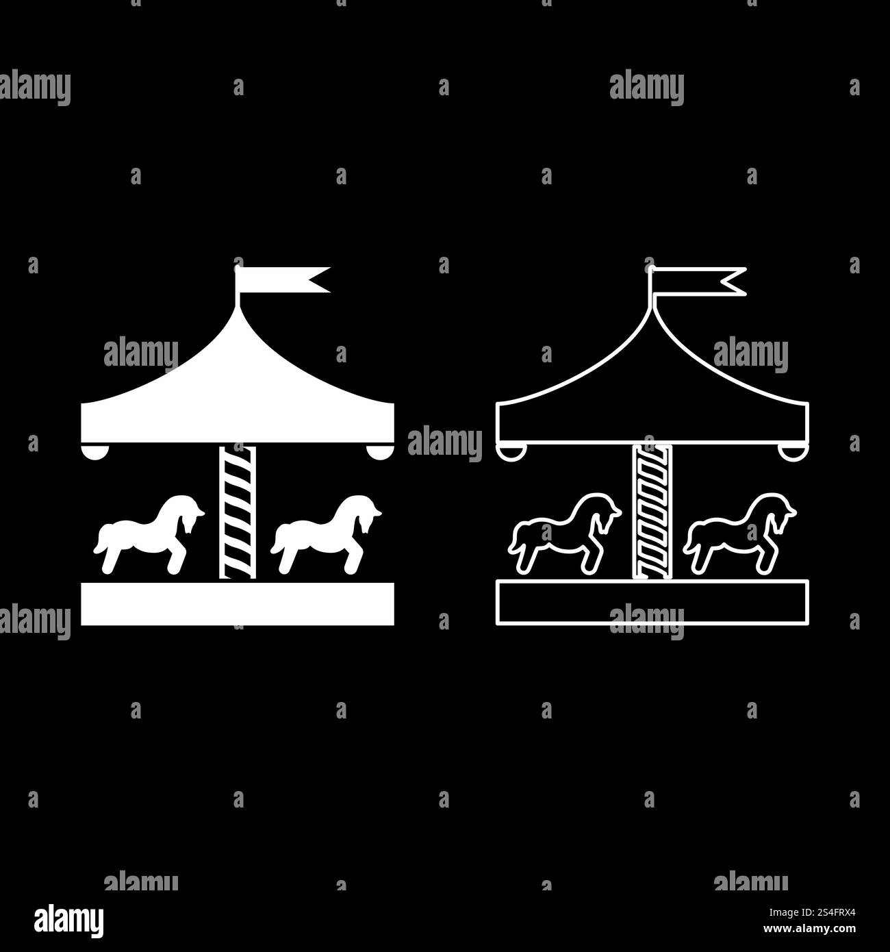 Carousel roundabout merry-go-round Vintage merry-go-round icon set ...