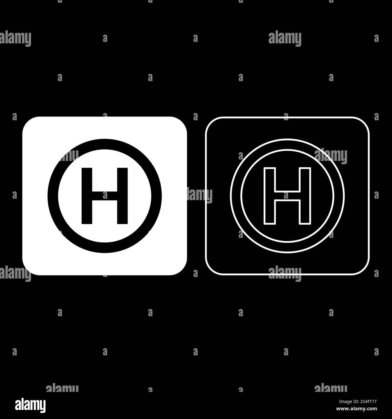 Helicopter landing pad Helicopter place icon set white color vector ...
