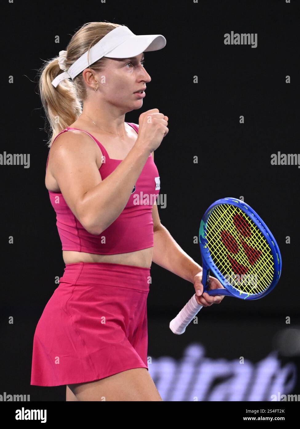 Melbourne, Australia. 12th Jan, 2025. Daria Saville of Australia reacts ...