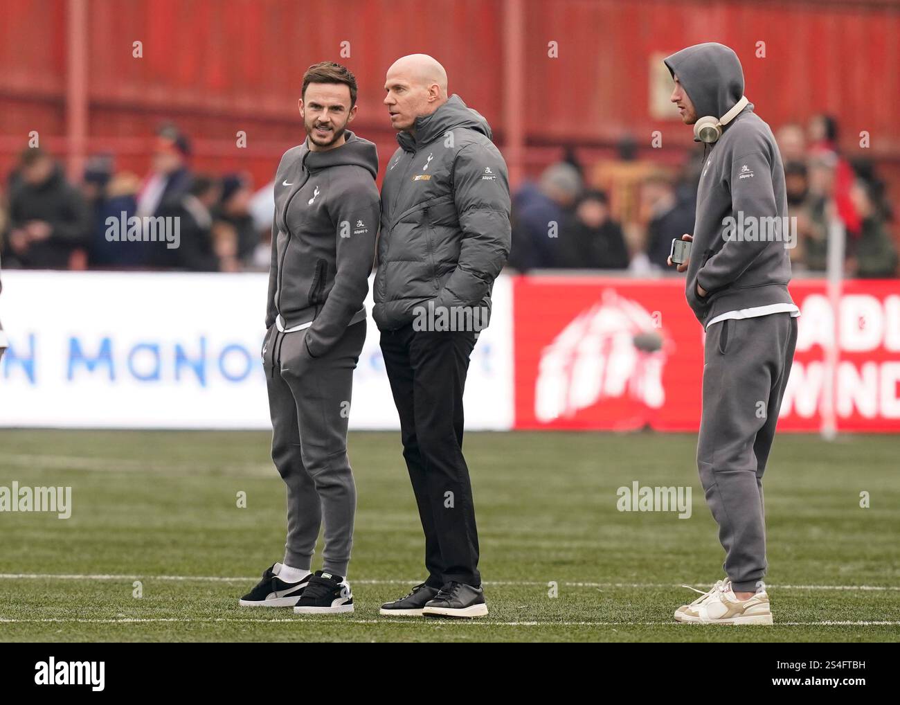 Tamworth, UK. 11th Jan, 2025. James Maddison of Tottenham takes a look ...